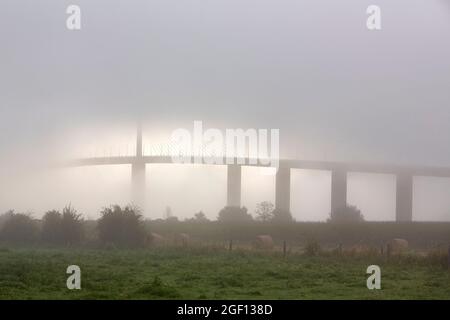 pont de brotonne over river seine in france during misty sunrise Stock ...