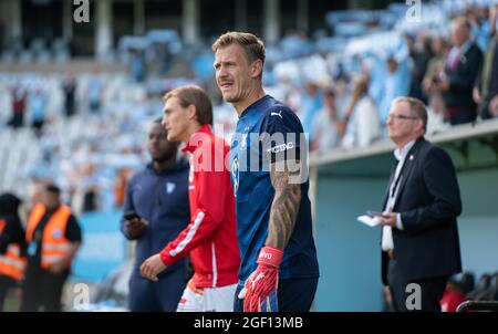 Malmoe, Sweden. 21st Aug, 2021. Bonke Innocent (20) of Malmoe FF enters ...