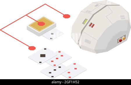 Playing cards with digital brain artificial intelligence concept ...