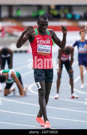 Emmanuel WANYONYI of Kenya celebrates after winning in the Men's 800 ...