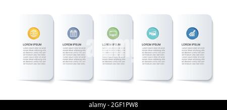 5 data infographics timeline tab paper index template. Vector ...