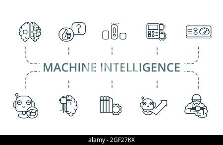 Machine Learning icon set. Contains editable icons theme such as , algorithm, deep learning and ...