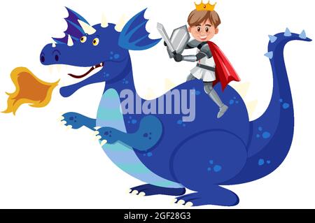 Knight riding dragon on white background illustration Stock Vector ...