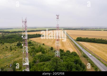 Telecommunication towers in the countryside Stock Photo - Alamy