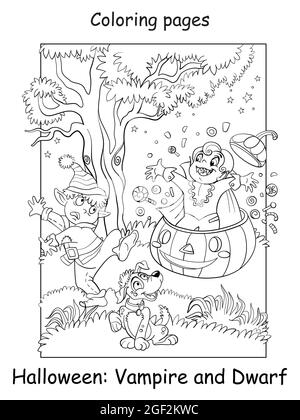 Vampire Halloween Coloring Page Isolated for Kids Stock Vector Image ...
