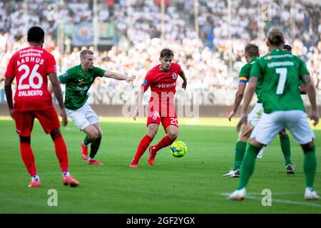 Viborg, Denmark. 22nd Aug, 2021. Justin Lonwijk (8) of Viborg FF seen ...