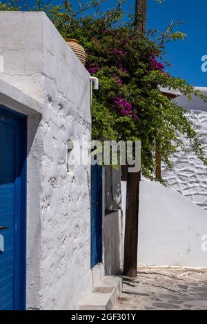 A sunny traditional houses of the village of Chora, the island of ...