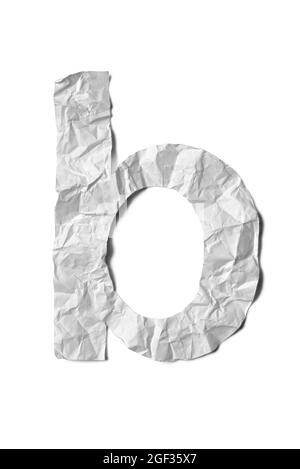 Crumpled Paper Texture Alphabet Letter B, White Creased Paper, Isolated ...