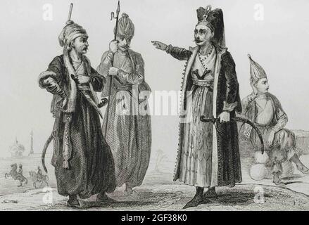 The history of Ottoman Empire. Janissary soldiers. From "Pictures from ...