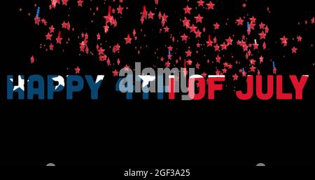 Red stars falling with 4th July foreground Stock Photo - Alamy
