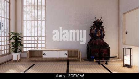 Samurai room Empty - Clean modern room japanese style.3D rendering ...