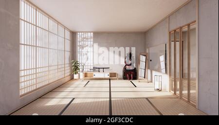 Samurai room Empty - Clean modern room japanese style.3D rendering ...
