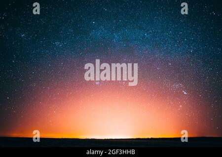 Colourful Night Starry Sky Gradient. Night Dark Blue Sky Glowing Stars ...