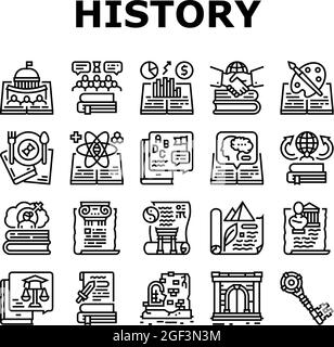History Learn Educational Lesson Icons Set Vector Stock Vector Image ...