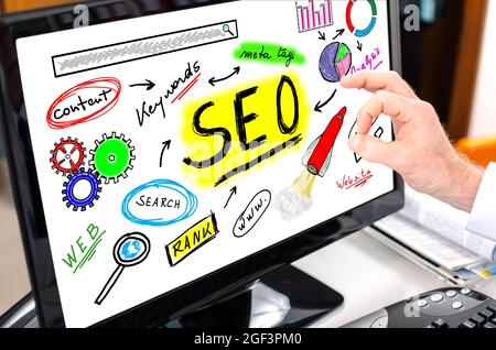 Seo concept shown on a computer screen Stock Photo - Alamy