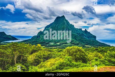 Colorful Mount Rotui Second Highest Mountain Volanic Peak on Moorea ...