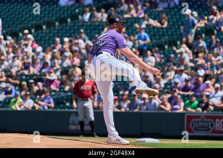 August 22 2021: Colorado pitcher Lucas Gilbreath (58) throws a pitch ...