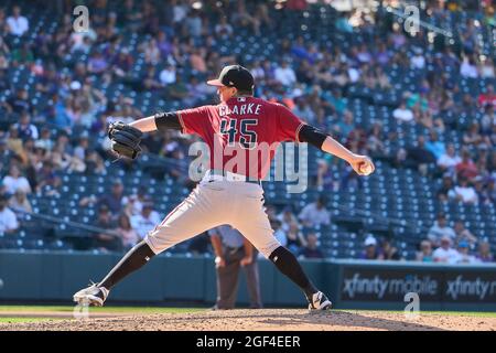 August 22 2021: Arizona pitcher Caleb Smith (31) throws a pitch during ...