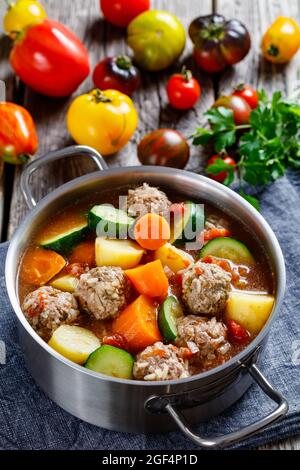 Sopa de albondigas, mexican meatball soup with potato, carrots ...