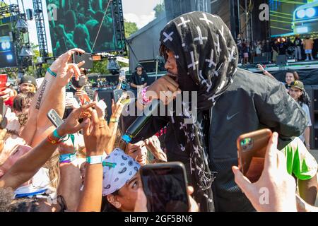Rapper $not (Edy Edouard, aka Snot) during the Lyrical Lemonade Summer ...