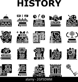 History Learn Educational Lesson Icons Set Vector Stock Vector Image ...