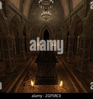 3d-illustration of a scary crypt with candles in a tomb Stock Photo - Alamy