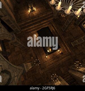 3d-illustration of a scary crypt with candles in a tomb Stock Photo - Alamy