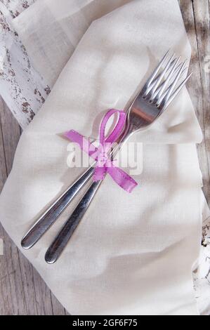 Presentation of two forks on the table for fine dining Stock Photo - Alamy