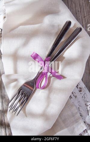 Presentation of two forks on the table for fine dining Stock Photo - Alamy