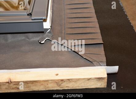 Skylight window waterproofing installation details on house rooftop ...