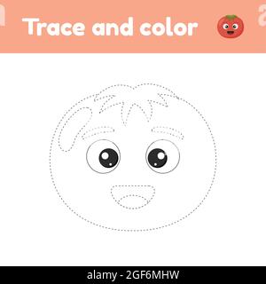 Trace and color for kids, tomato vector Stock Vector Image & Art - Alamy