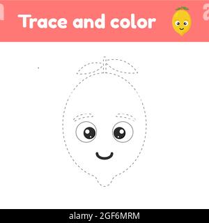 Trace and color for kids, lemon vector Stock Vector Image & Art - Alamy