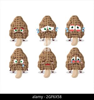 Morel cartoon in character with sad expression. Vector illustration ...