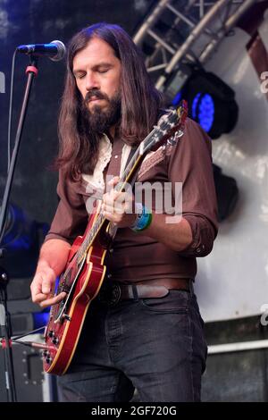 Farnham, UK, 21 August 2021. Matt Doyle of UB40 performing at Weyfest ...