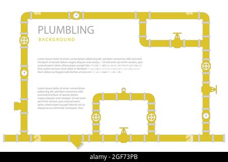 Industrial gas pipe banner. Yellow pipeline, oil pipes and pipelines ...
