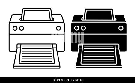 Linear icon. inkjet printer perspective front view. Printing documents ...
