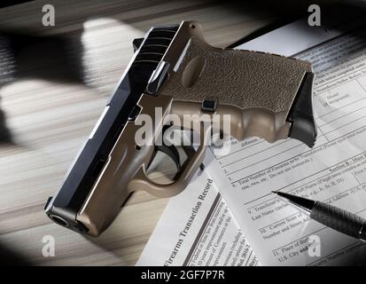 Tan polymer handgun on the public domain NICS background check forms ...