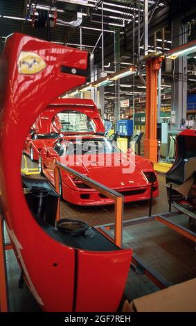The Ferrari production line at the Maranello Factory in Italy 1987 ...
