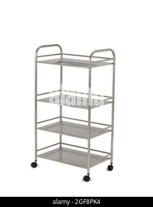 Stainless steel racks with wheels isolated on white background Stock ...