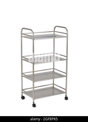 Stainless steel racks with wheels isolated on white background Stock ...