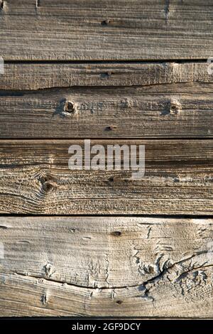 Outer wall built with old wooden planks worn out Stock Photo - Alamy