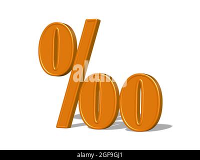 Symbol for per thousand, 3D illustration, against white background ...