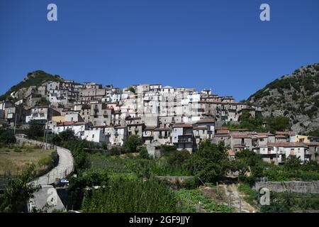 Panorama of Castelsaraceno, an old town in the province of Potenza ...