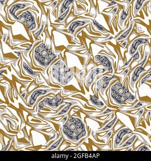 Masculine geometric glitch seamless pattern. Distorted navy blue white ...