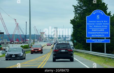 Maryland, U.S - August 15, 2021 - The view of Route 301 on Harry W Nice ...