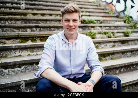 Mannheim, Germany. 13th Aug, 2021. Actor Helgi Schmid sits on a ...