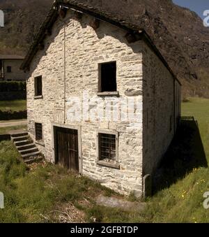Rustic house in the Italian Grisons in Switzerland Stock Photo - Alamy