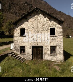 Rustic house in the Italian Grisons in Switzerland Stock Photo - Alamy