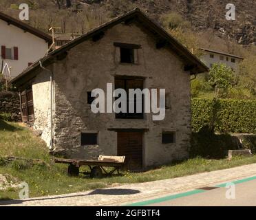 Rustic house in the Italian Grisons in Switzerland Stock Photo - Alamy