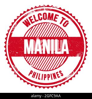 WELCOME TO MANILA - PHILIPPINES, on red rectangle street sign stamp ...